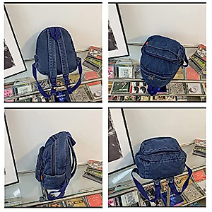 ZEHO Denim Backpack Jeans Backpacks Student Backpack High School Bookbags Retro Daypack, Light Jean Blue, One Size