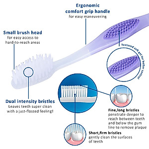 G-Smile Adult Advanced Toothbrush, Compact Head & Comfort Grip Handle, Soft Bristles for Deep Cleaning and Whitening, Colors Vary, Value Pack Toothbrushes (24 Counts, Extra Soft)