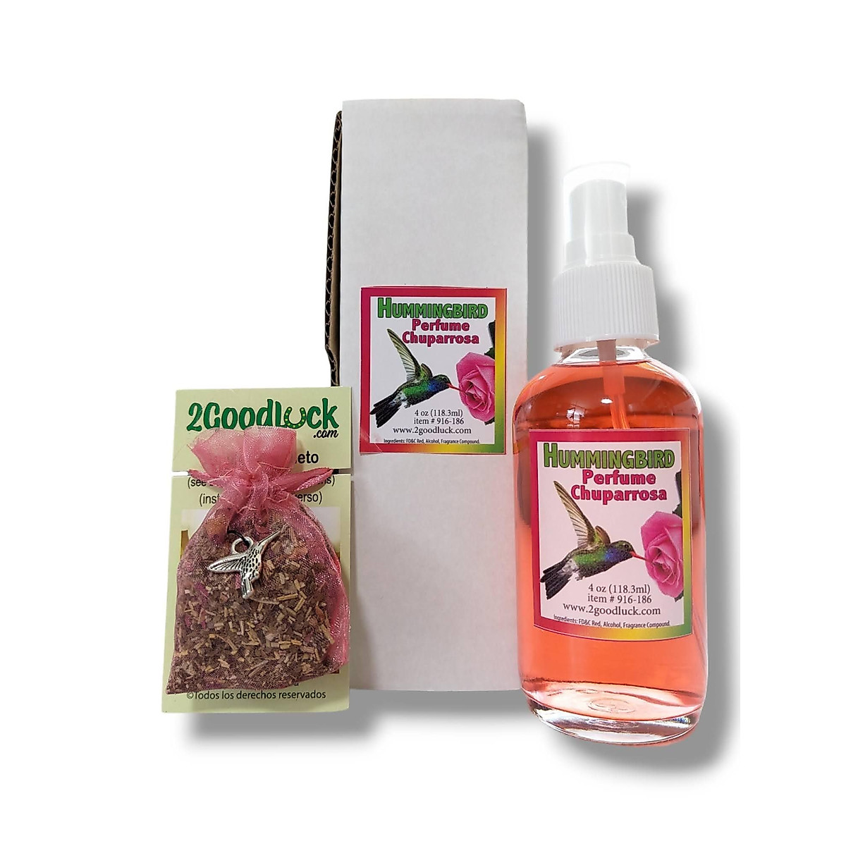 2GoodLuck Hummingbird Perfume w/Pheromones & Amulet for Rituals & Magic - Perfume Con Feromonas & Amuleto, Chuparrosa, Para Rituales Y Magia.