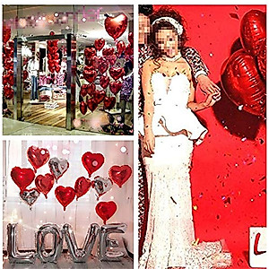 Ximkee 18 Inch Red Heart Foil Helium Balloons(10 PK) Valentines Day Wedding Engagement Decorations