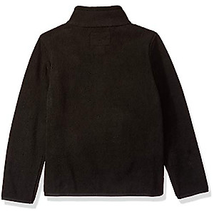 Amazon Essentials Girls' Polar Fleece Full-Zip Mock Jacket, Black, Large