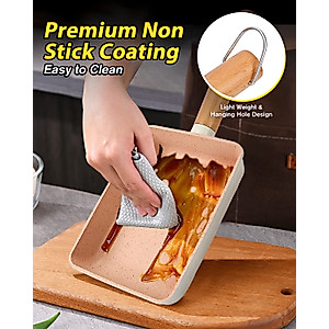 BUNDLEPRO Japanese Omelette Pan, Non Stick Tamagoyaki Eggs Frying Pan, Square Granite Cookware set, 7.1''Small Induction Skillet with Silicone Spatulas for Breakfast