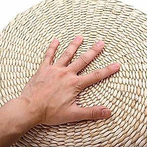Woven Straw Cushion Round Pouf Tatami Chair Pad Yoga Seat Pillow Knitted Floor Mat Garden Dining Room Home Decor Outdoor (40cm x 6 cm)