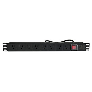 CNAweb Power Distribution Unit 19" 1U Rack Mount PDU 8 Outlet 6' Power Cord - Black