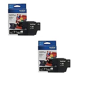 2 X Brother Printer LC71BK Standard Yield Black Ink