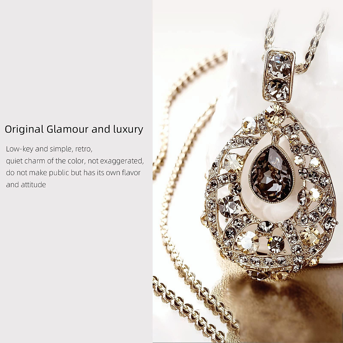 Qlady Long Pendant Necklace Sweater Chain Droplet Statement Necklace Jewelry Accessories Dressy Collocation for Women