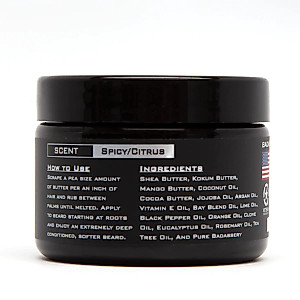 Badass Beard Care Beard Butter For Men - THE PIRATE, 3 oz - Made of Natural Ingrediens for Healthy, Soften and Itchness Free Beard and Mustache