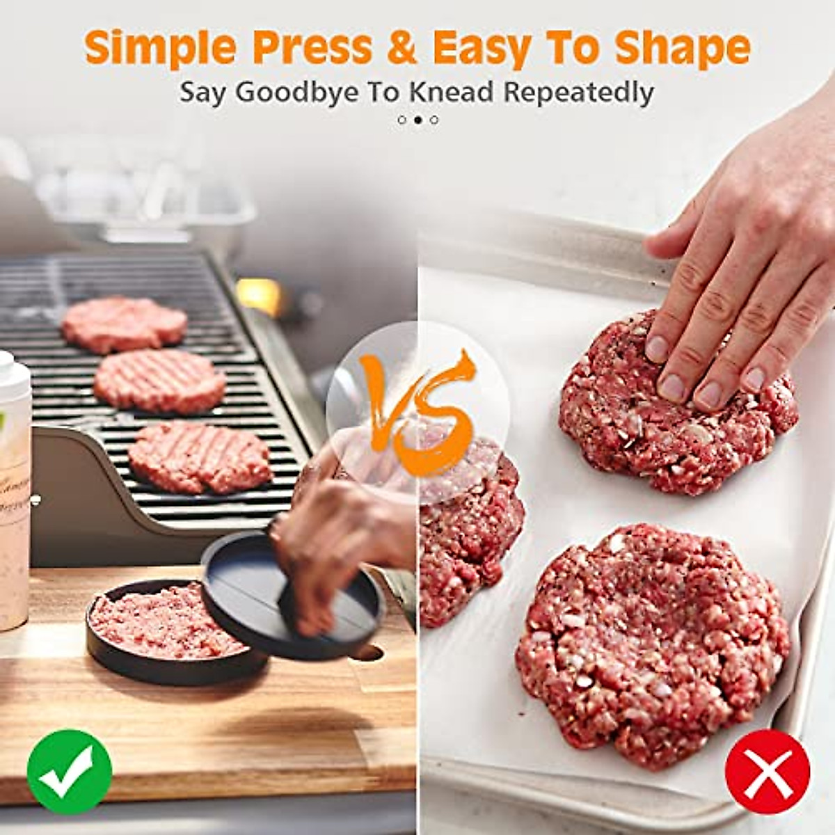 Naitesen Hamburger Press Patty Maker Burger Press Non-Stick Burger Smasher Cooking Gadgets for Kitchen Baking