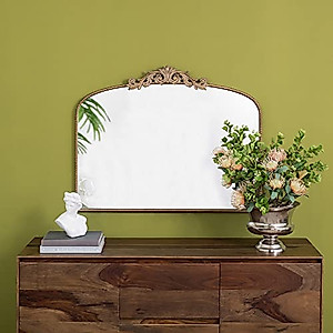 A&B Home Arched Vertical Mirror-Wall Mirror with Gold Metal Frame,40"x31" Large Arch Mirror for Bathroom Bedroom Living Room