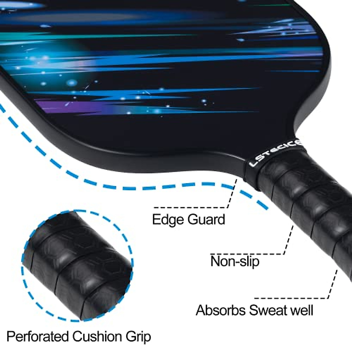 LSTECICE Pickleball Paddles Set of 4, Professional 13mm Pickleball Rackets, Lightweight Pickleball Set, Pickleball Equipment with 4 Pickleball Racquets, 4 Balls and Portable Carry Bag