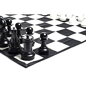MegaChess Large Chess Pieces and Large Chess Mat - Black and White - Plastic - 12 inch King