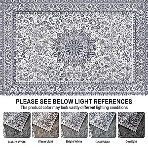 Area Rug Living Room Rugs: 8x10 Oriental Persian Floral Distressed Carpet Large Machine Washable Indoor Non Slip Carpets for Under Dining Table Farmhouse Bedroom Nursery Home Office Grey Blue