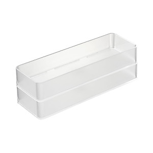 Yamazaki Home Tower Set Of 2 Clear Bottom Storage Cases - Stackable Transparent Organization Bins, Large - Large - Ps Resin