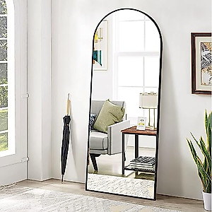 BEAUTYPEAK 65"x24" Arch Floor Mirror, Full Length Mirror Wall Mirror Hanging or Leaning Arched-Top Full Body Mirror with Stand for Bedroom, Dressing Room, Black