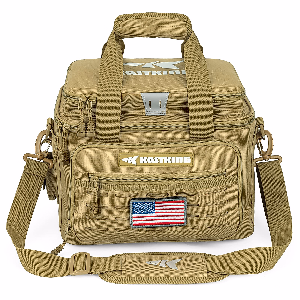 KastKing Karryall Fishing Tackle Bags for Saltwater or Freshwater Fishing - Water Resistant Material - Fishing Gear Storage - Medium Khaki