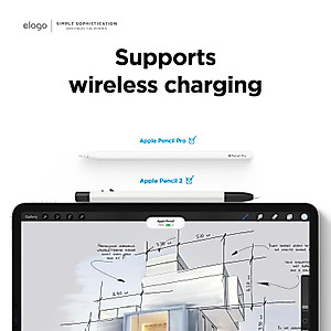 elago x MONAMI Pencil Case Compatible with Apple Pencil 2nd Generation Case, Durable Silicone, Classic Design, Magnetic Charging Compatible (White)