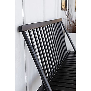Woodlawn&Home Hardwood Farmhouse Bench in Black Finish with Olefin Taupe Cushion, 901074