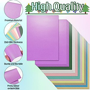 Yeaqee 100 Sheets Shimmer Cardstock Metallic Cardstock Paper 8.5 x 11 Inch 250GSM 90LBS Thick Double Sided Glitter Pearlescent Paper Colorful Paper for Invitations Weddings Parties Showers, 10 Colors