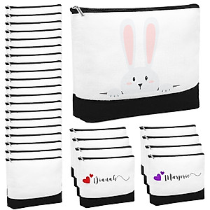 Inbagi 30 Pieces Canvas Makeup Bags Bulk Black and White Cosmetics Bag with Zipper Blank DIY Cosmetic Pouch Multipurpose Canvas Travel Toiletry Bag for Travel Pen Pencil Cosmetic Storage