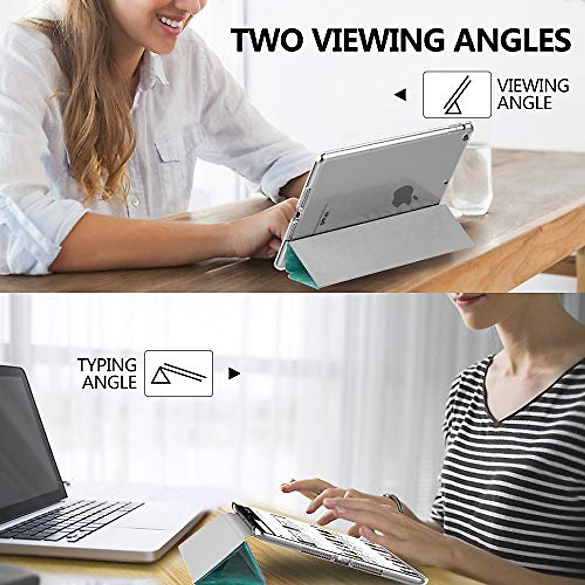 MoKo Case for iPad 10.2 iPad 9th Generation 2021/ iPad 8th Generation 2020/ iPad 7th Generation 2019, Slim Stand Hard Back Shell Smart Cover Case for iPad 10.2 inch, Auto Wake/Sleep, Swirl