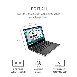 HP Pavilion x360 14 2-in-1 Laptop, 10th Generation Intel Core i5-10210U Processor, 8 GB Ram, 512 GB SSD Storage, 14” Full HD Touch Screen, Windows 10 Home, Backlit Keyboard (14-dh1021nr, 2020)