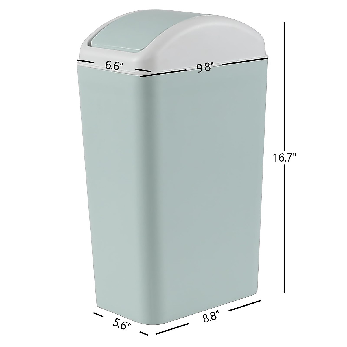Wakikini 3.5 Gallons Swing Top Garbage Can, Plastic Trash Can with Swing Lid, Blue