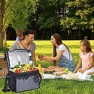 PATIKIL Insulated Bag for Food Delivery XL, 16.5"x11.4"x11.8" Insulated Delivery Bag with Divider, Catering Thermal Food Bag for Pizza HOT/COLD Food, Black (32L)