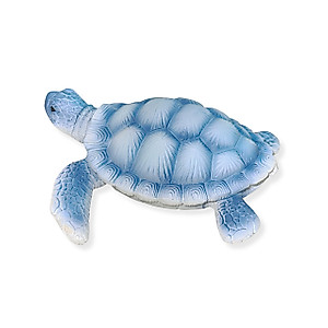 Evenchae Blue Sea Turtle Statue - Coastal Tabletop Figurine or Wall Sculpture - 5.75 in Long