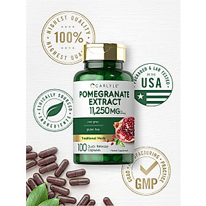 Carlyle Pomegranate Extract | 11250mg | 100 Capsules | Non-GMO, Gluten Free Supplement | Traditional Herb