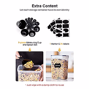 Kootek Cereal Containers Storage Set, 16 Pcs Pantry Kitchen Organization and Storage Airtight Food Storage Container, Leakproof 25.2L with Pen, Chalkboard Labels, Measuring Spoon Set