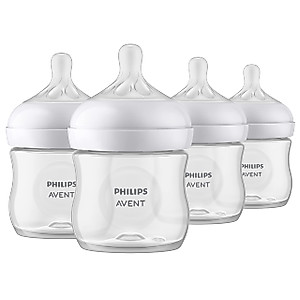 Philips Avent Natural Baby Bottle, 4oz, 4pk, SCY900/04 & Natural Response Baby Bottle Nipples Flow 4, 3M+, 4pk, SCY964/04 & Natural Response Baby Bottle Nipples Flow 5, 6M+, 4pk, SCY965/04