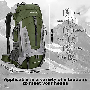 King'sGuard 40L Hiking Backpack Men Women Travel Backpack Waterproof Climbing Daypack with Rain Cover for Mountaineering Backpacking (Dark-Blue)