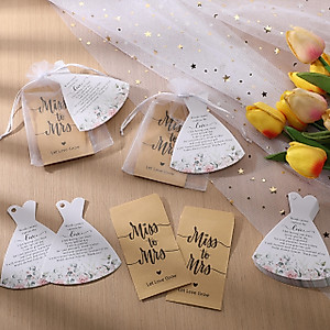ReliThick 50 Sets Bridal Shower Party Favors for Guests Include Let Love Grow Self Adhesive Seed Packets Seed Envelopes Thank You Cards Organza Bridal Shower Gift Bags for Wedding Souvenirs, No Seed