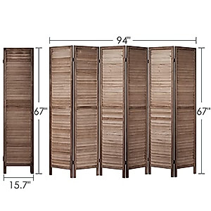 AMBITION LAND 6 Panel Room Dividers and Folding Privacy Screens,Wood Room Divider 5.6 Ft Tall Freestanding Folding Room Divider Screens 15.7" Wide Panel,Panel Divider&Room Divider Wall(6 Panel, Brown)