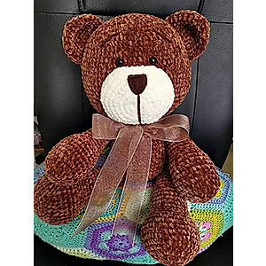 4 Skeins Chenille Yarn, Blanket Yarn for Knitting Chenille Velvet Fancy Yarn for Crochet Weaving DIY Craft Total Length 4×180m (4×190yds, 4×100g) (Brown)