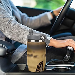 BWQJKUO Large Capacity Car Cup 30 Oz Stainless Steel Zebras in The Grass of The Savanna Printed Travel Mug Leak-proof Flip Straw Tumbler with Handle,keeps Cold Or Ho