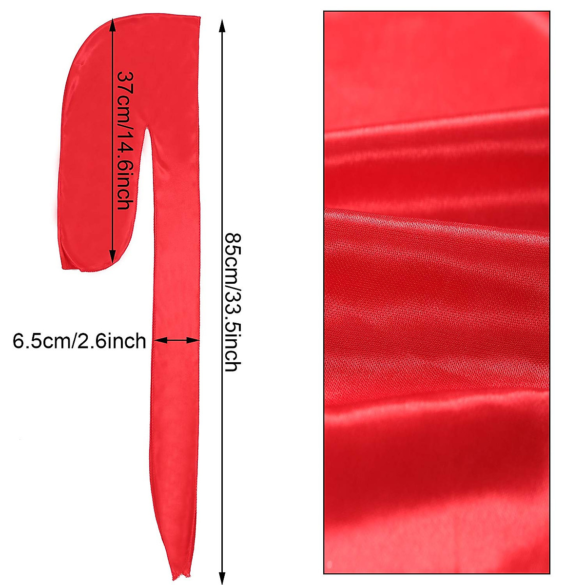 SATINIOR 6 Pieces Kids Satin Silk Durag Caps Wave Wide Strap Headwraps Long Tail Turban Beanies for Boys Girls, Multicoloured, Medium