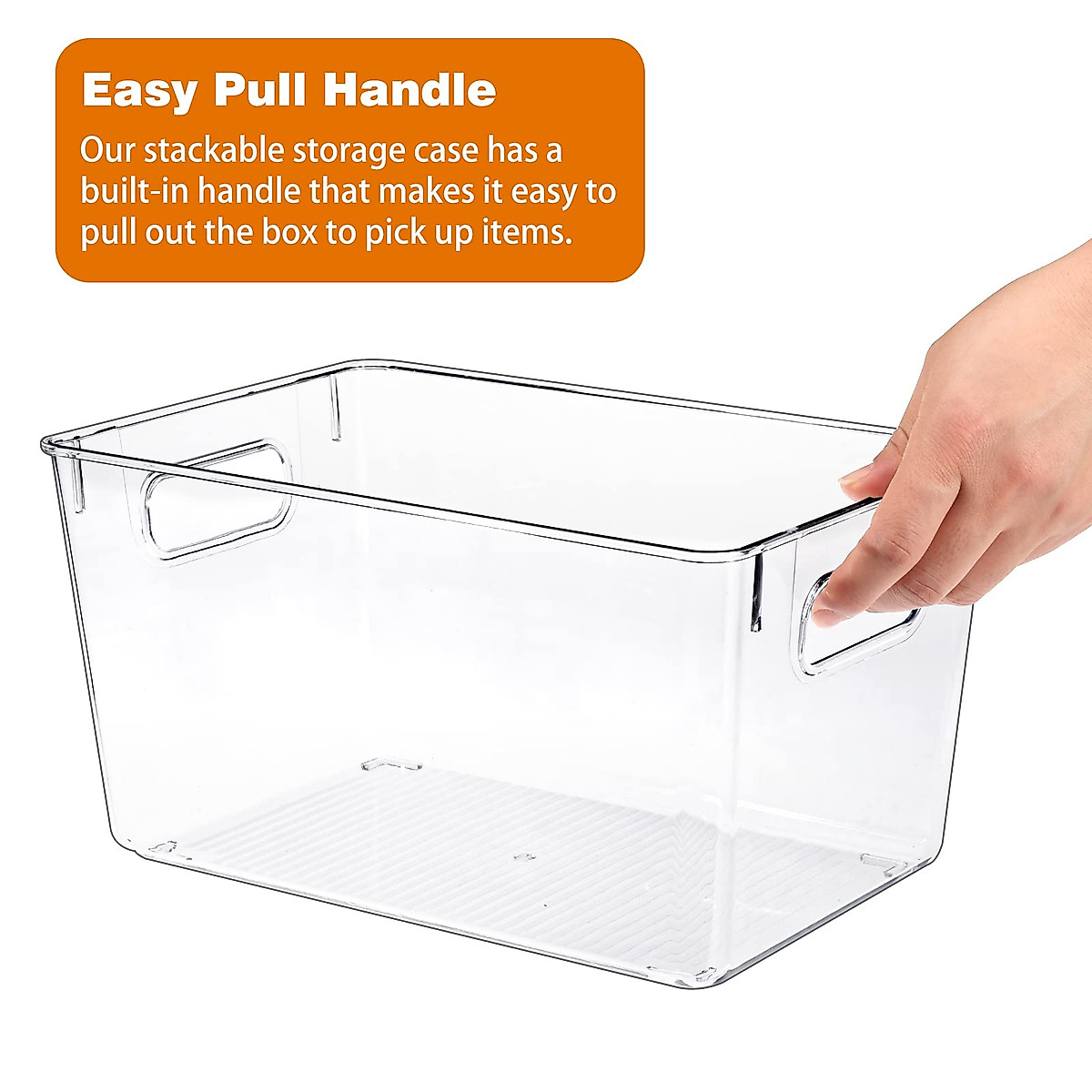 Moretoes 4 Pack Clear Plastic Storage Bins, Kitchen Organization Cabinet Fridge Organizer, Pantry Organization and Storage Bins