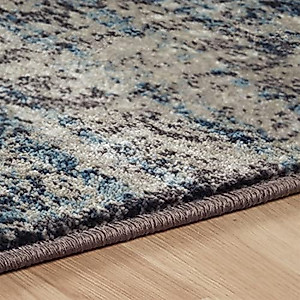 BNM Indoor Abstract Medallion Pattern Area Rug, Perfect for Office, Living Room, Entryway, Bedroom, Hardwood, Tile, or Carpet Cover, Floor Covering, Home Decor, with Jute Backing, 2' x 3', Blue