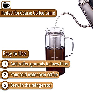 BTaT- Cold Brew Coffee Maker, 1 Quart,32 oz Iced Coffee Maker, Iced Tea Maker, Airtight Cold Brew Pitcher, Coffee Accessories, Cold Brew System, Cold Tea Brewing, Coffee Gift