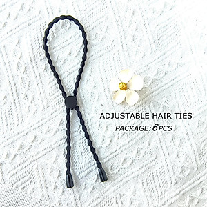 AICILY 6PCS Natural Hair Ties for Short Kinky Curly Hair, Afro Puff Ponytail Tie Adjustable Length Hairband with No-Slip Design, Headband for Women with Thick, Braided, Natural Hair