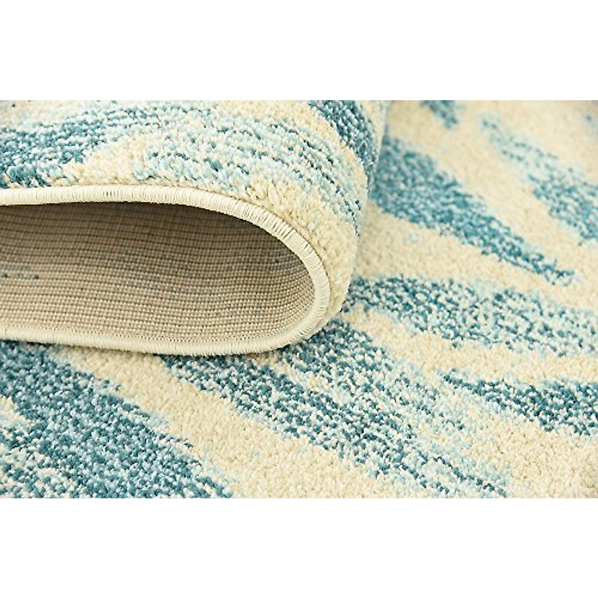 Unique Loom Positano Collection Coastal Modern Bright Colors Fish Beige Area Rug (5' x 8')
