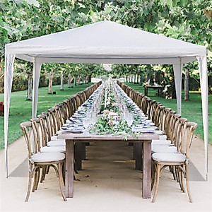 10'x10' Outdoor Party Tent,Canopy Tent Wedding Birthday Tent with 3 Sidewalls,Pop Up Canopy for Parties, White Canopy Tent Outside Gazebo Event Tents for Garden,Patio and Backyard