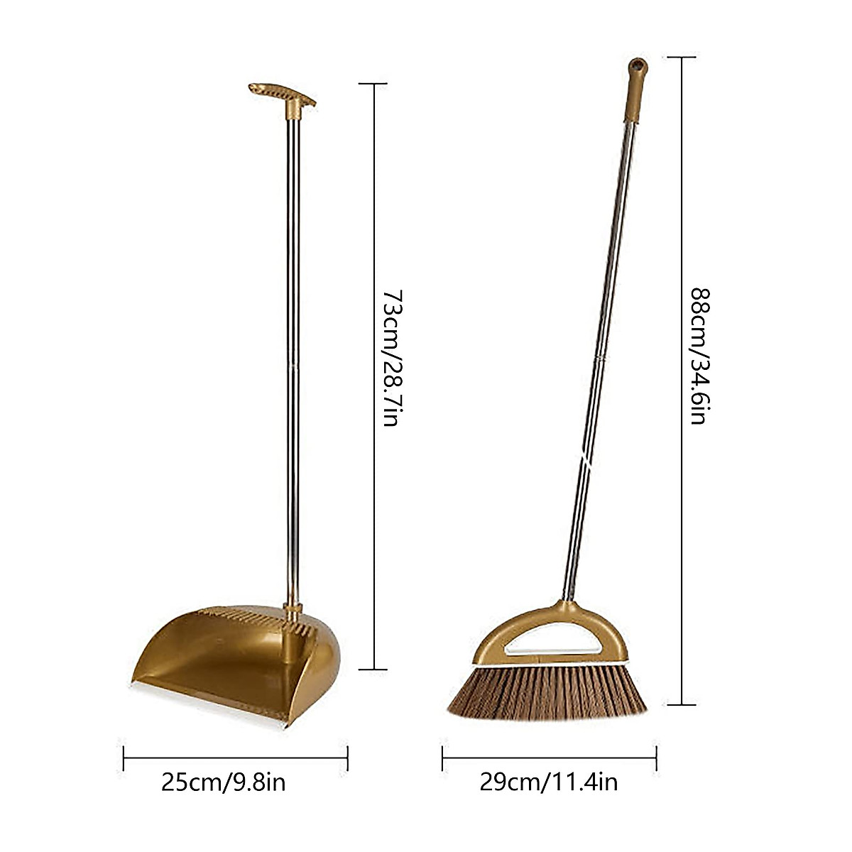 Standing Dustpan And Broom Set, Upgrade Broom And Dustpan Set, Large Size And Stiff Broom Dust Pan With Long Handle, For Home, Indoor, Kitchen Room Lobby Floor Cleaning