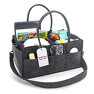 HOMEVAGE Diaper Caddy Caddies Organizer, Baby Cloth Diapering, Tote Bag, Nursery Storage Bin for Changing Table, Portable Car Travel Organizer (Black)