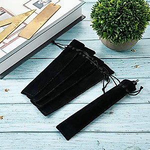 50 Pieces Pen Pouch Velvet Drawstring Pen Bag Velvet Case Pencil Bag for Pen and Pencil (Black)