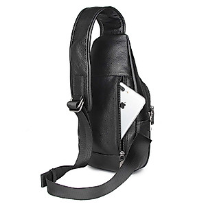 Full Grain Leather Crossbody Sling Bag Chest Backpack Outdoor Travel Hiking Sports Daypacks