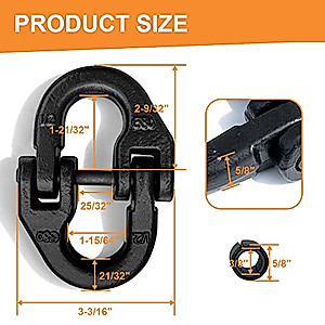 lifgarfe 2pcs 1/2inch Hammerlock Coupling Connector Link Safety Chain Adapter Connector Link Hammerlock Tow Hitch
