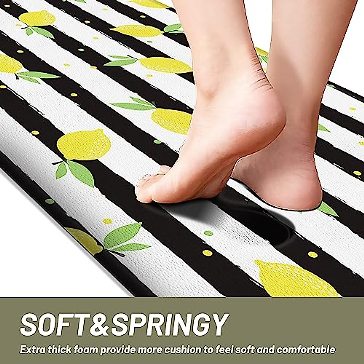 FYATHM Kitchen Mats Lemon Kitchen mats for Floor Anti Fatigue Mats for Kitchen Floor Cushioned Non Skid Washable Memory Foam Kitchen Rugs and Mats for Bedroom Office Sink Laundry