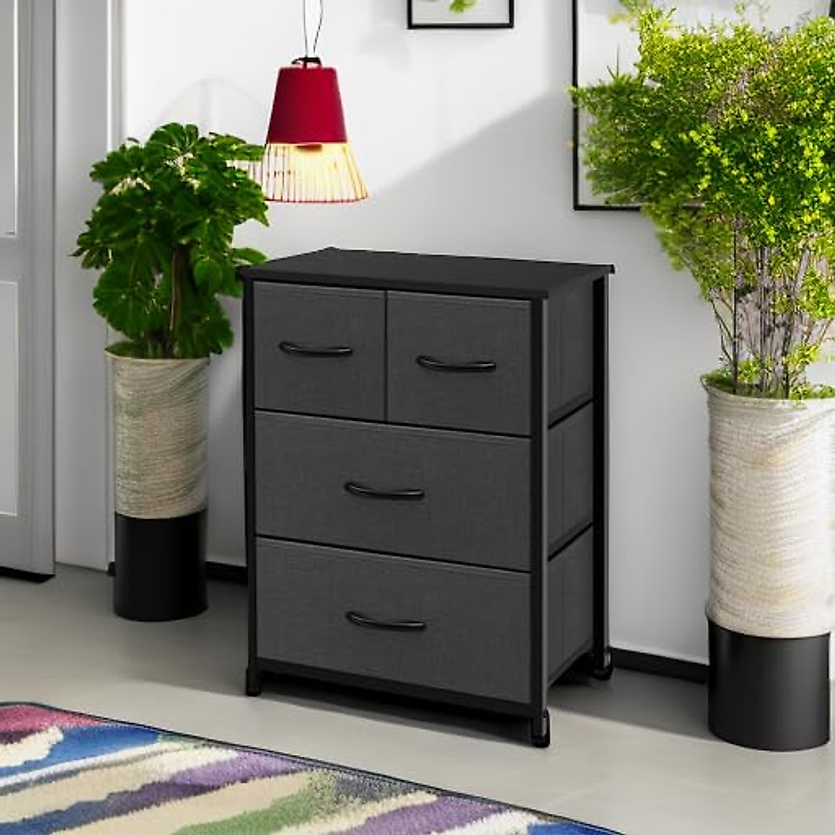 AZL1 Life Concept Dresser Storage Furniture Organizer-Large Standing Chest for Bedroom, Office, Entryway, Living Room and Closet-4 Removable Fabric Drawers, Dark Grey